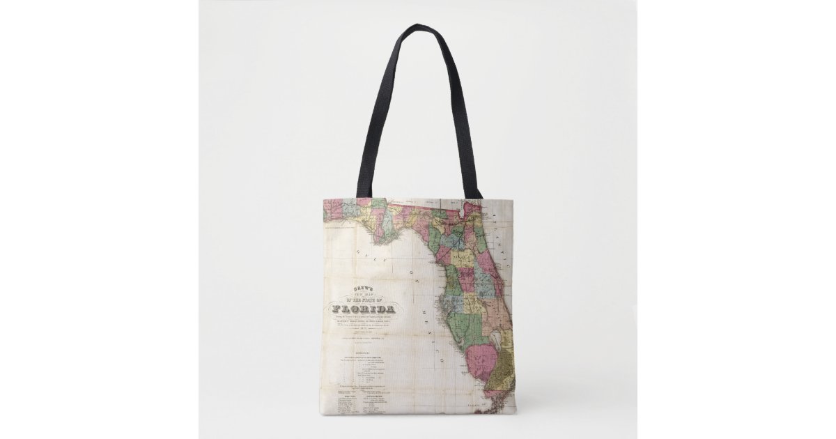 Drew's New Map Of The State Of Florida Tote Bag | Zazzle