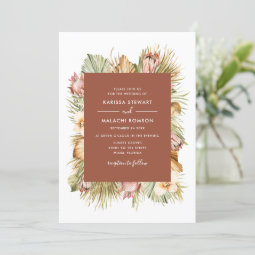 Dried Botanicals Boho Palms Watercolor Wedding Invitation | Zazzle