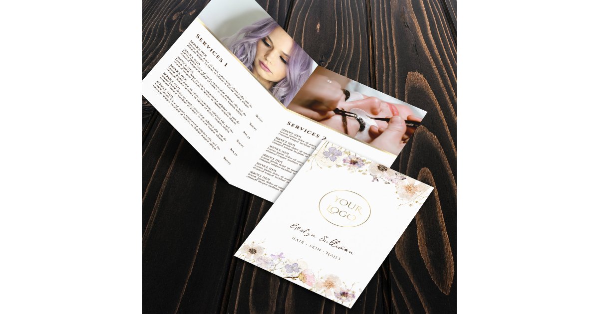 Dried flowers service menu brochure | Zazzle