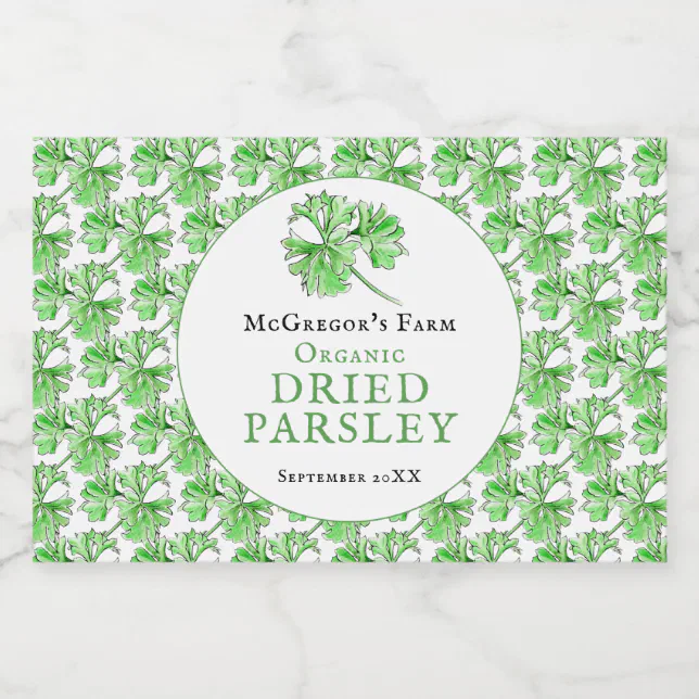 Dried parsley watercolor art custom herb jar label | Zazzle