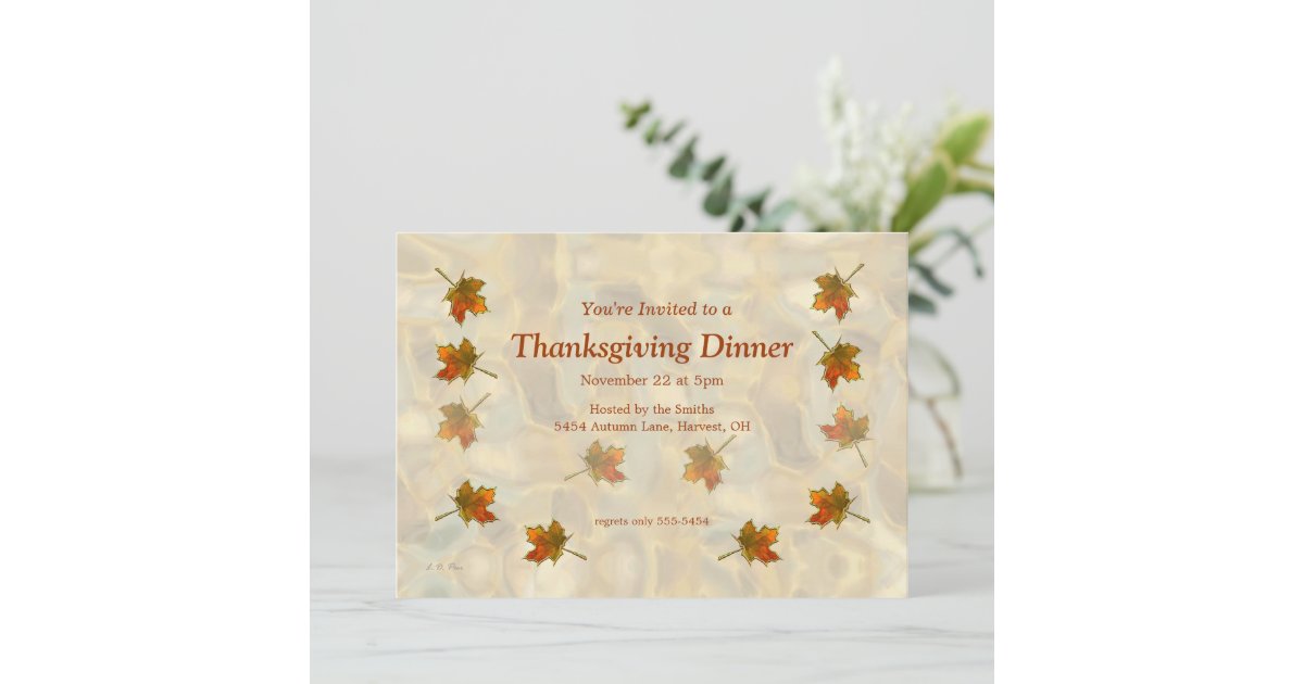 Drifting Fall Leaves Thanksgiving Invitation | Zazzle