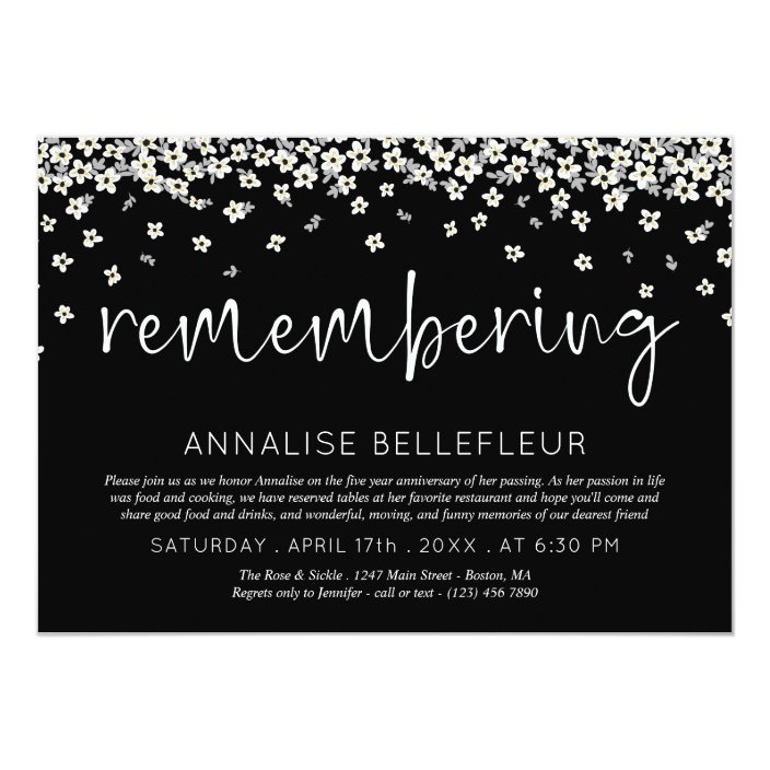 Drifting Flowers Remembering Death Anniversary Invitation | Zazzle.com
