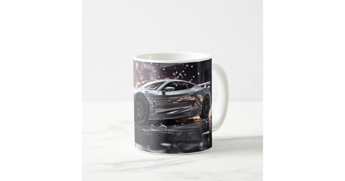 Drifting Silver Fast Sports Car Coffee Mug | Zazzle