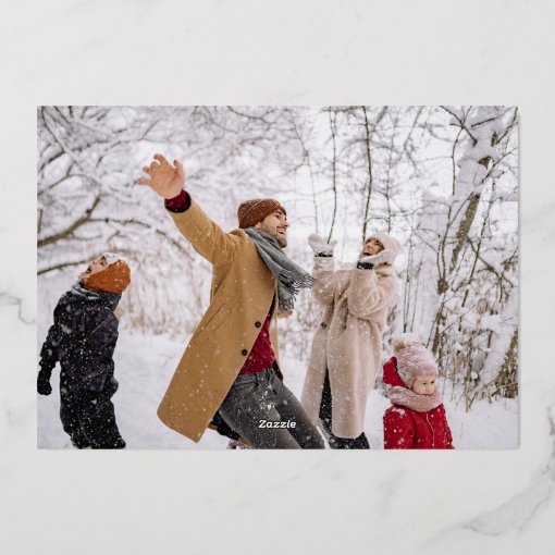 Drifting Snowflakes Very Merry Christmas Photo Foil Holiday Card | Zazzle