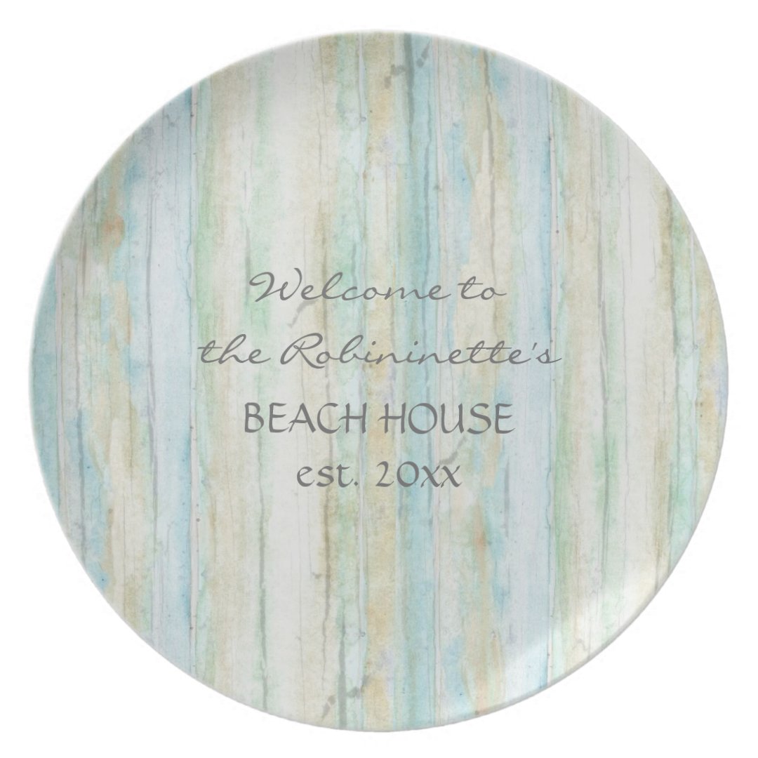 Driftwood Ocean Beach House Coastal Seashoredriftw Melamine Plate | Zazzle