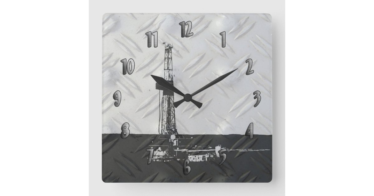 Drilling Rig Clock (with numbers) | Zazzle