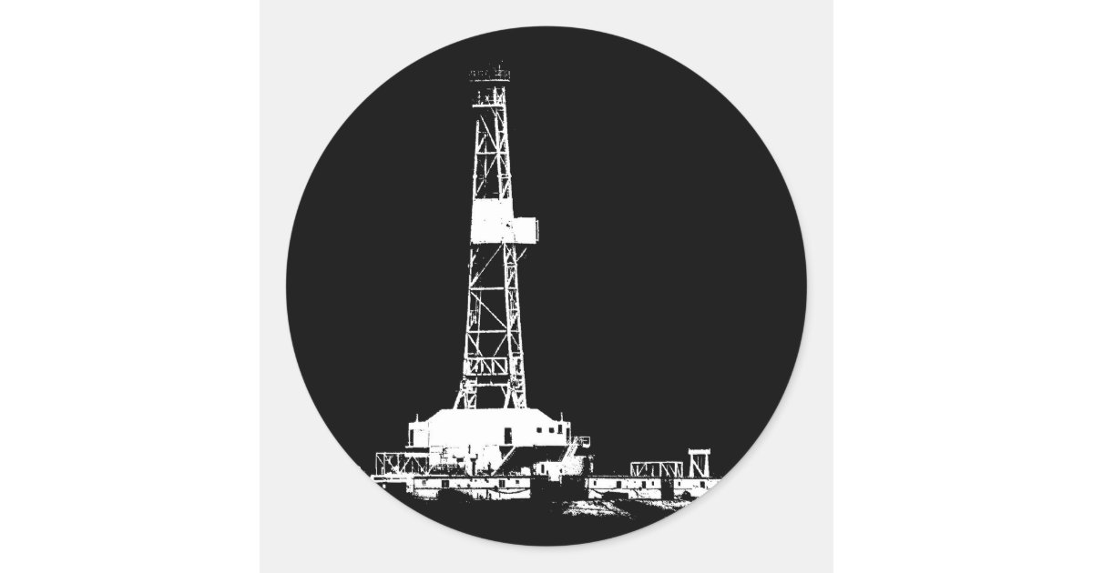 Drilling Rig Silhouette Classic Round Sticker | Zazzle