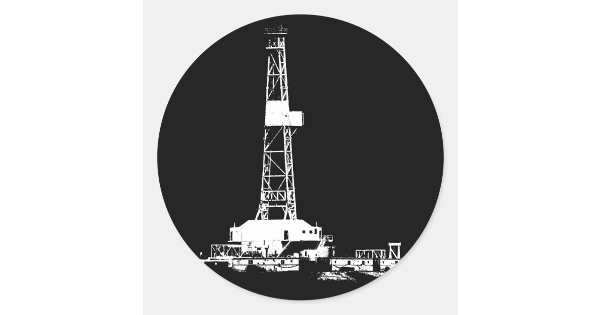 Drilling Rig Silhouette Classic Round Sticker | Zazzle