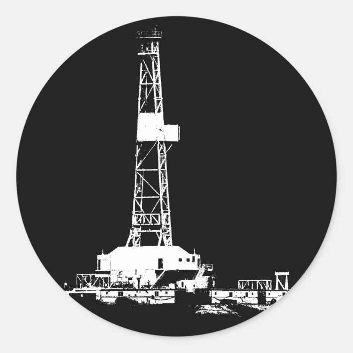 Drilling Rig Silhouette Classic Round Sticker | Zazzle