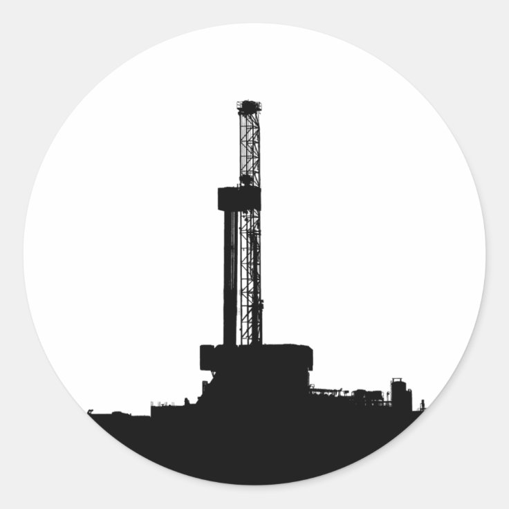 Drilling Rig Silhouette Classic Round Sticker | Zazzle