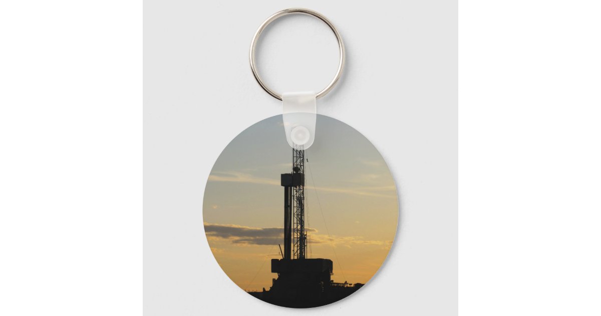 Drilling Rig Silhouette Keychain | Zazzle