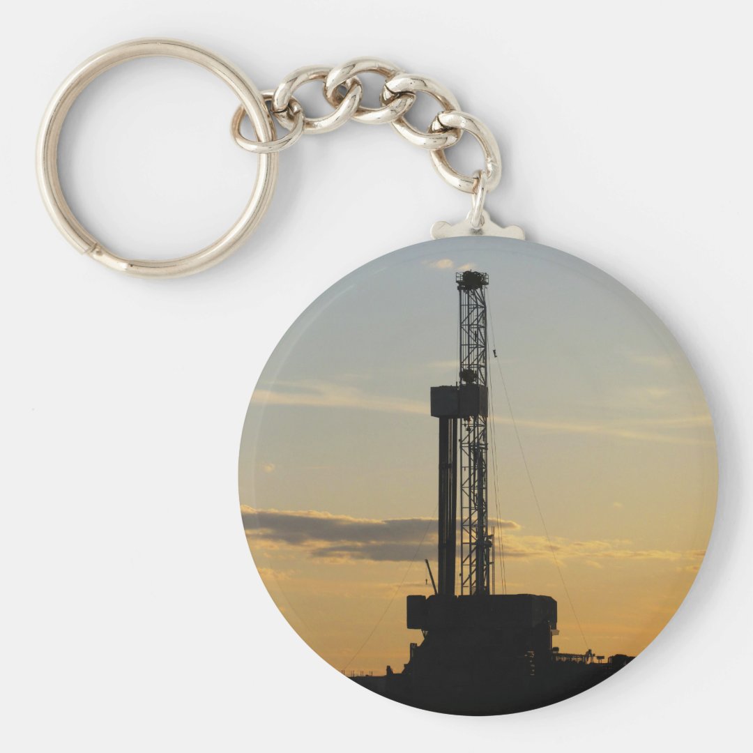 Drilling Rig Silhouette Keychain | Zazzle