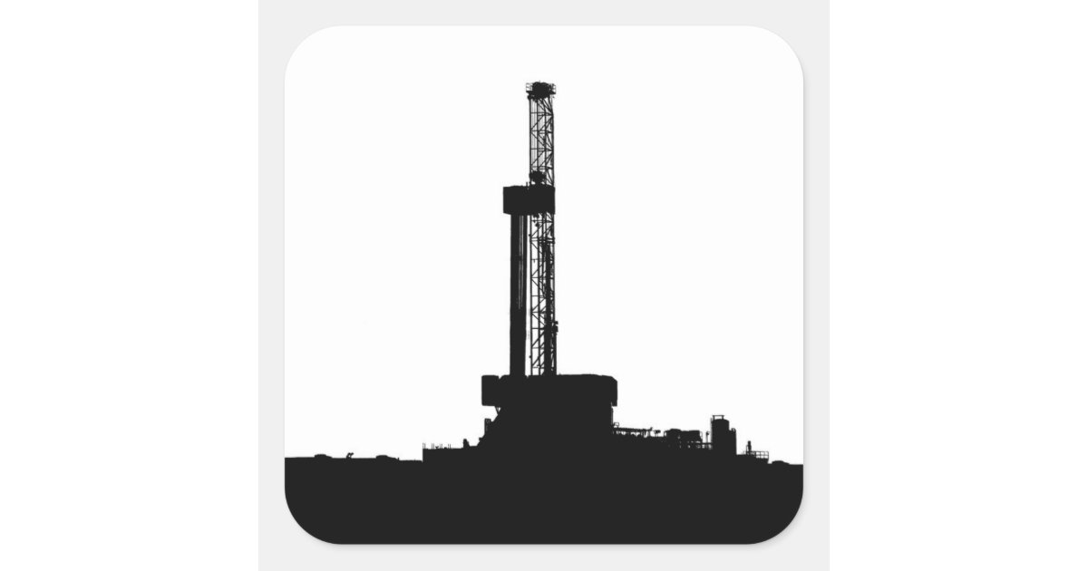 Drilling Rig Silhouette Square Sticker | Zazzle