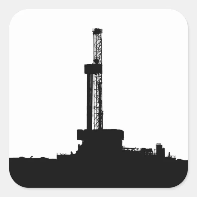Drilling Rig Silhouette Square Sticker | Zazzle