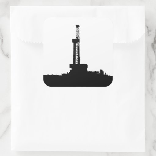 Drilling Rig Silhouette Square Sticker | Zazzle