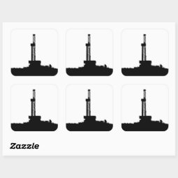 Drilling Rig Silhouette Square Sticker | Zazzle
