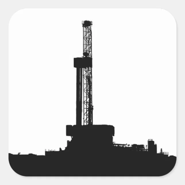 Drilling Rig Silhouette Square Sticker | Zazzle