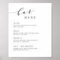 Drink List Bar Menu Reception Event Table Sign | Zazzle