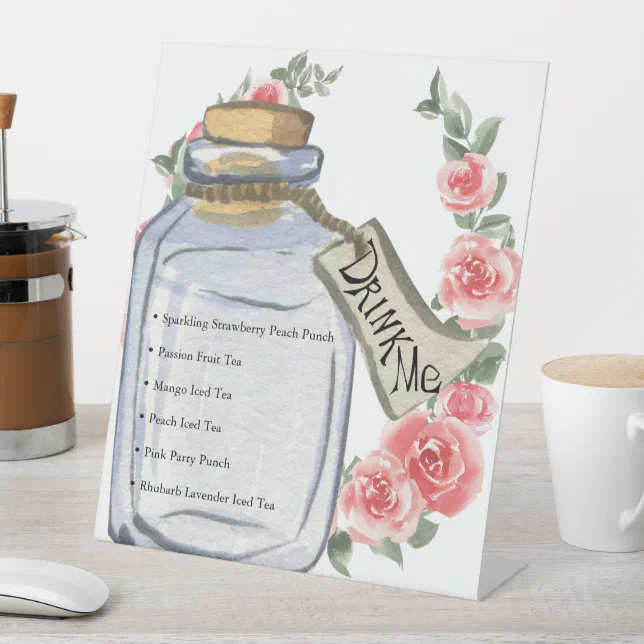 Drink Me | Alice In Wonderland Tea Party Pedestal Sign | Zazzle