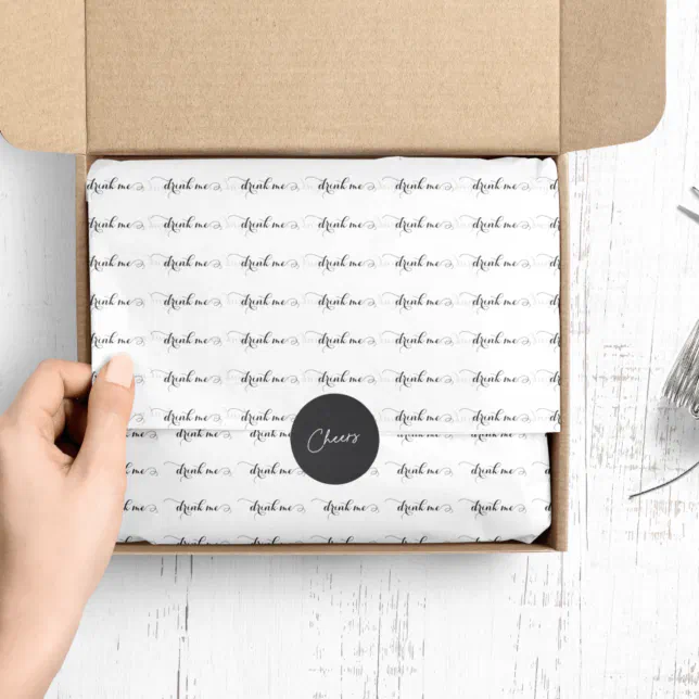 Drink Me Elegant Script Tissue Paper | Zazzle