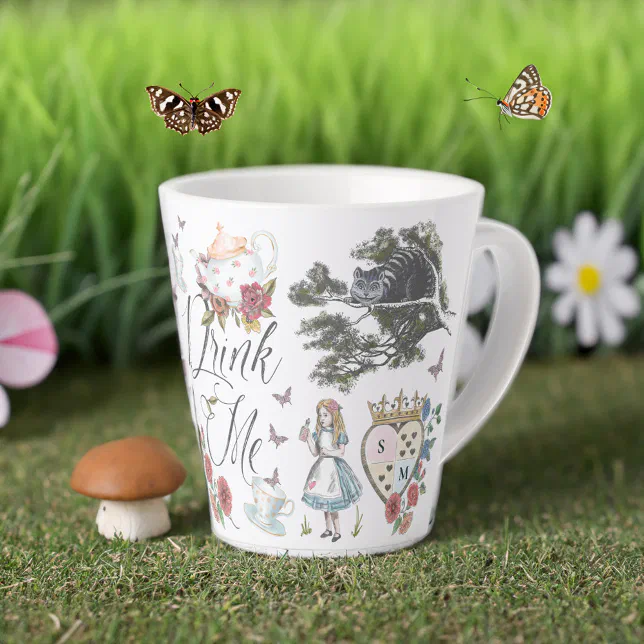 Drink Me | Vintage Alice In Wonderland Tea Party Latte Mug | Zazzle