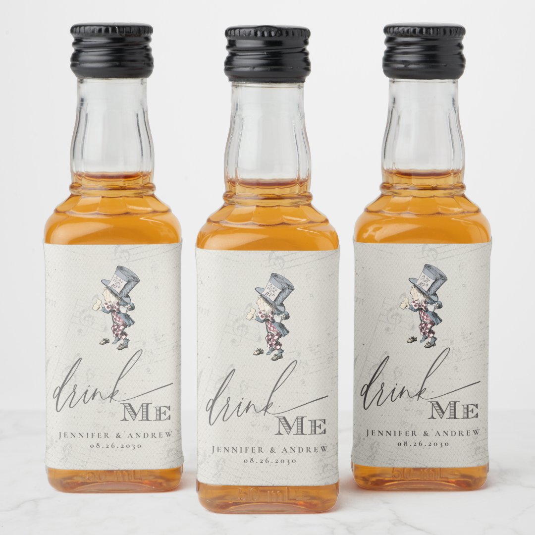 Drink Me Vintage Alice In Wonderland Wedding Liquor Bottle Label | Zazzle