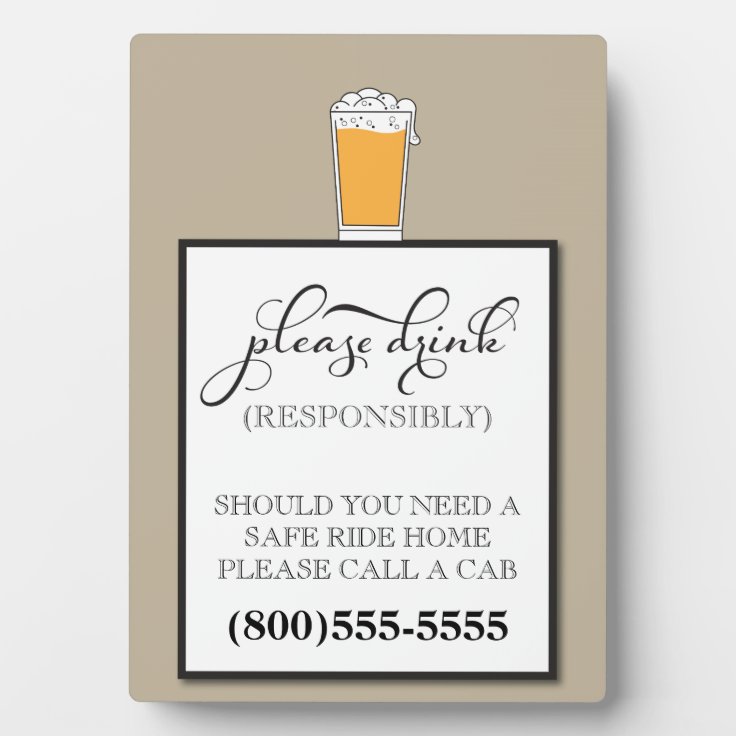 Drink Responsibly Bar Sign Plaque | Zazzle