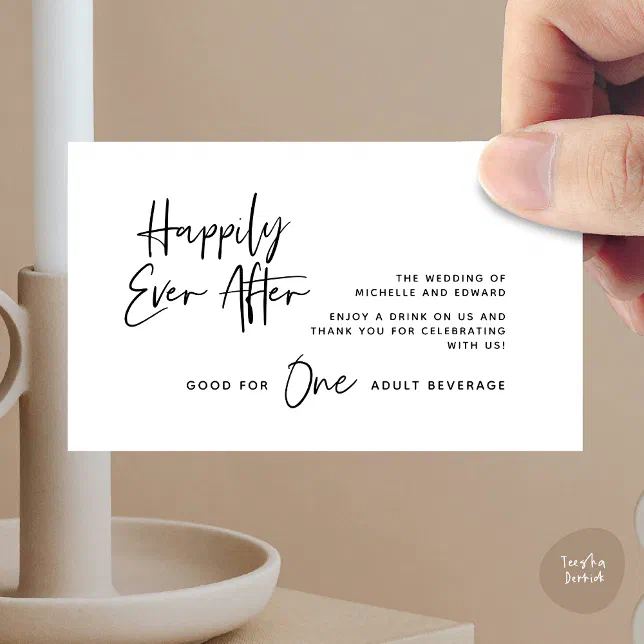 Drink Ticket, Adult Beverage, Happily Ever After Enclosure Card | Zazzle