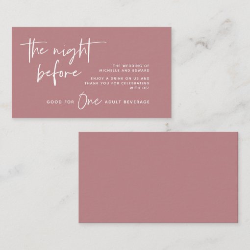 Drink Ticket, Adult Beverage, Wedding Bar Party Enclosure Card | Zazzle