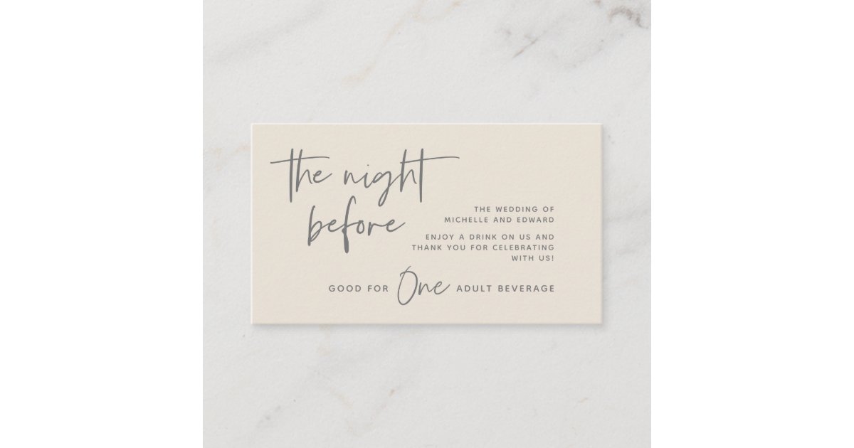 Drink Ticket, Adult Beverage, Wedding Bar Party Enclosure Card | Zazzle