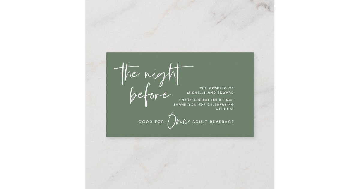 Drink Ticket, Adult Beverage, Wedding Bar Party Enclosure Card | Zazzle
