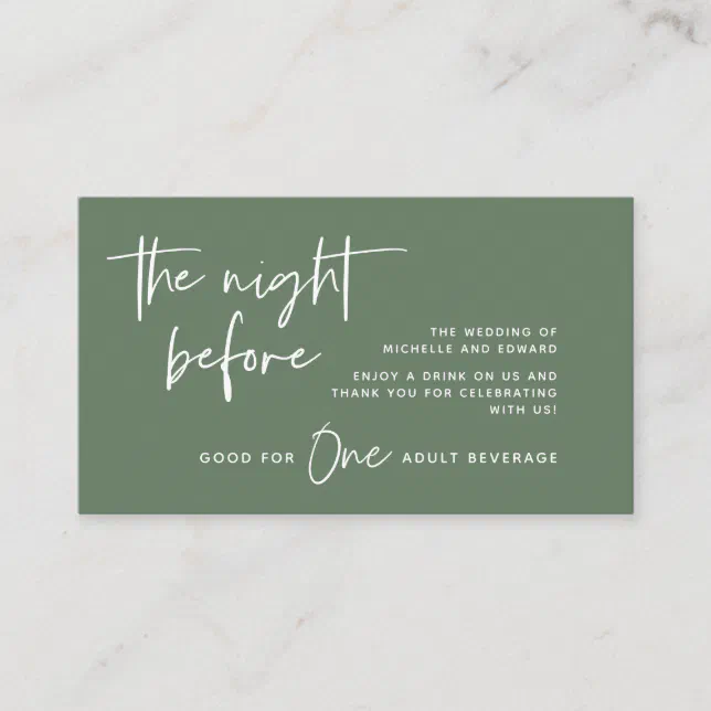 Drink Ticket, Adult Beverage, Wedding Bar Party Enclosure Card | Zazzle