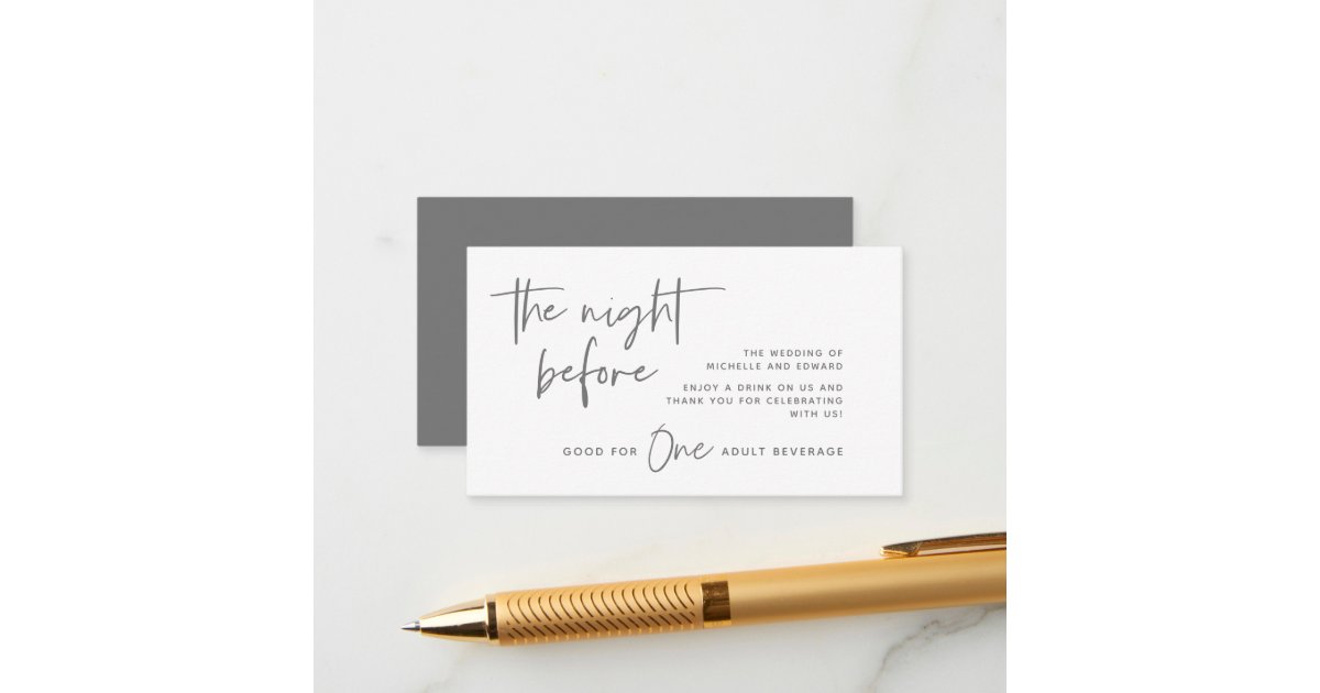 Drink Ticket, Adult Beverage, Wedding Bar Party Enclosure Card | Zazzle