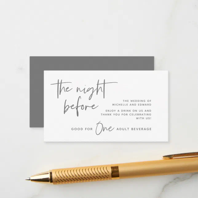 Drink Ticket, Adult Beverage, Wedding Bar Party Enclosure Card | Zazzle