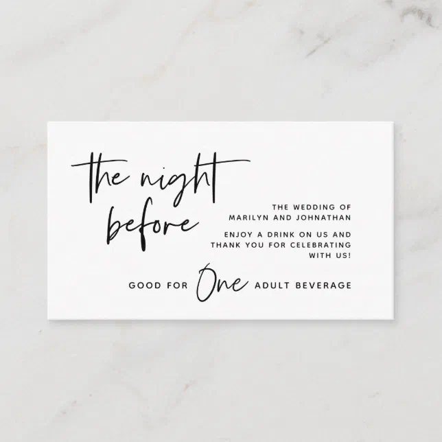 Drink Ticket, Adult Beverage, Wedding Party Enclosure Card | Zazzle