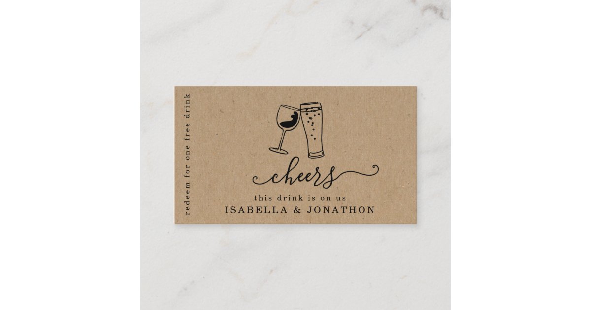 Drink Ticket, Free Alcohol Voucher Business Card | Zazzle