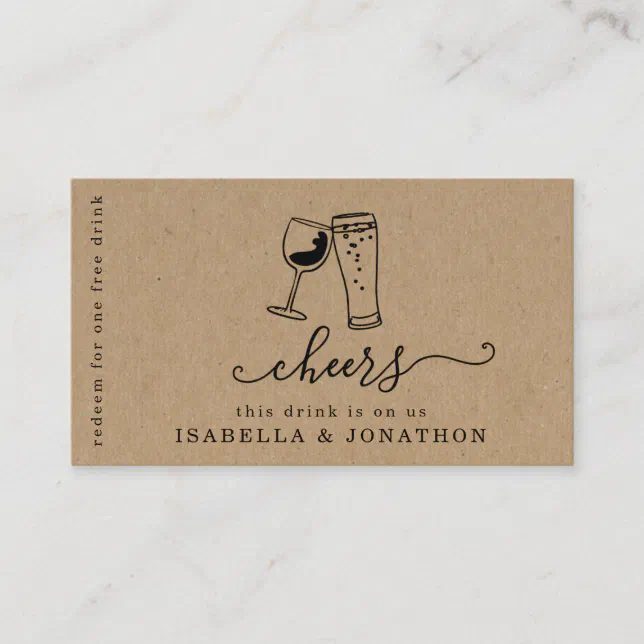 Drink Ticket, Free Alcohol Voucher Business Card | Zazzle
