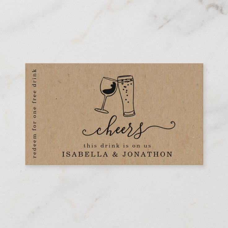 Drink Ticket, Free Alcohol Voucher Business Card | Zazzle