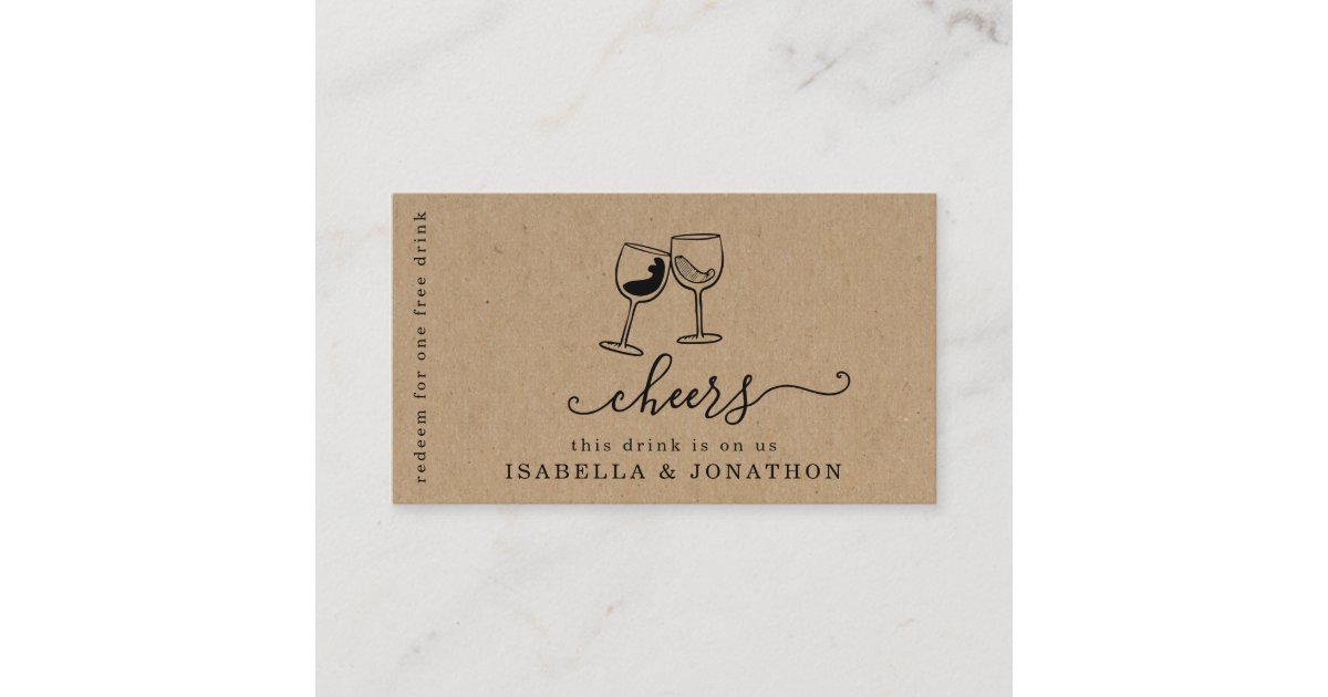 Drink Ticket, Free Alcohol Voucher Business Card | Zazzle