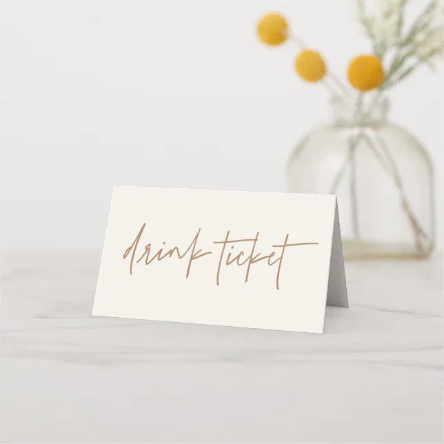 Drink Ticket Wedding Bar Event Token Tent Cards | Zazzle