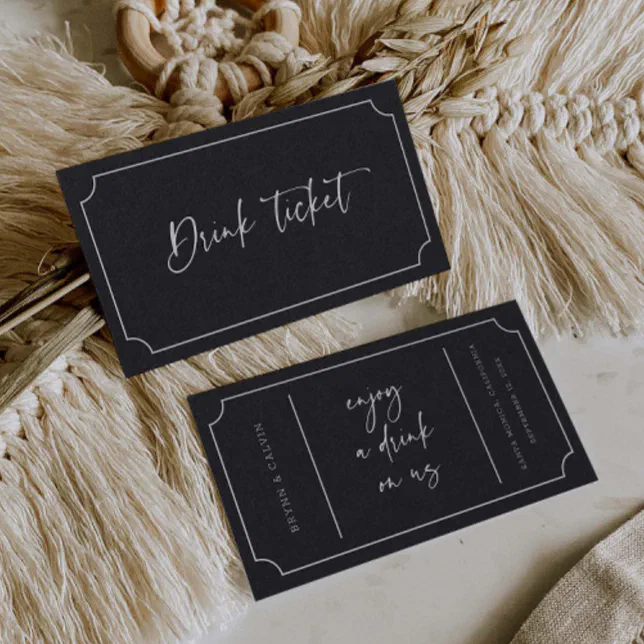 Drink Ticket Wedding Reception Bar Token Card B613 | Zazzle
