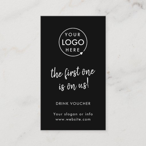 Drink Voucher | Modern Black Corporate Event Card | Zazzle