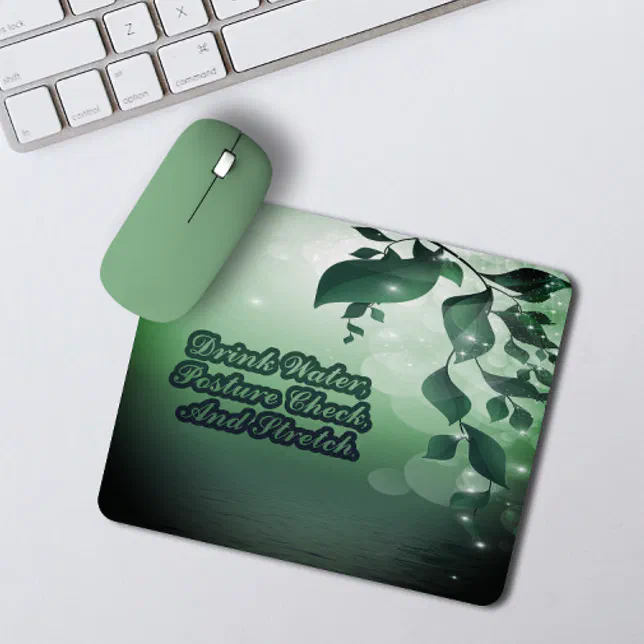 Drink Water Posture Check Stretch Reminder leaves Mouse Pad | Zazzle