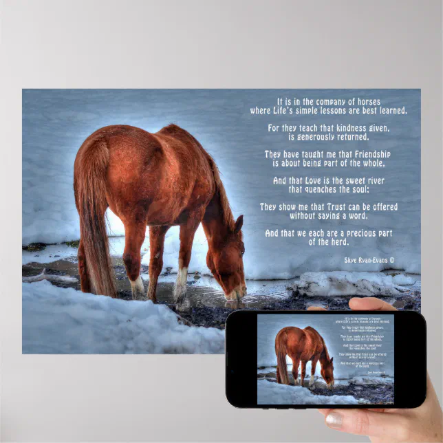 Drinking Red Dun Ranch Horse & Equine Poem Poster | Zazzle