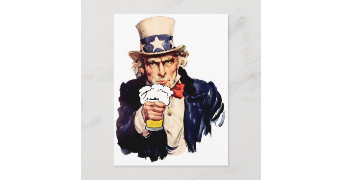 Drinking Uncle Sam Postcard | Zazzle