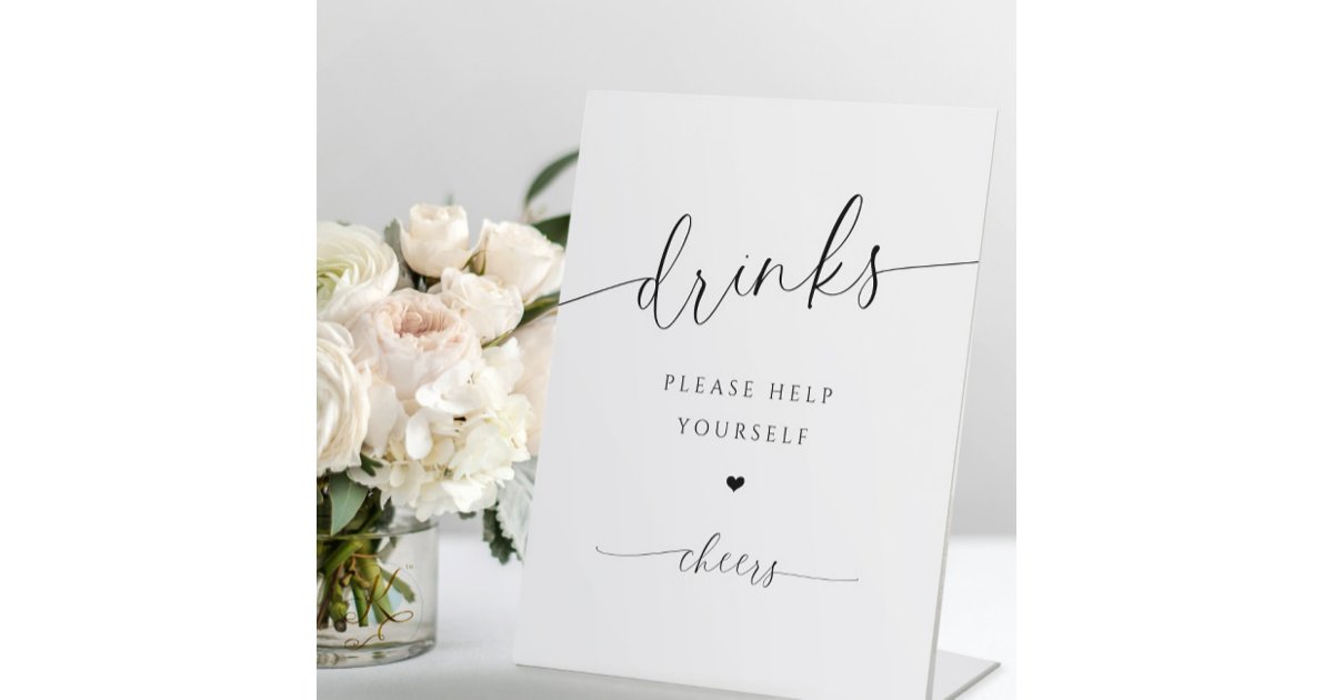 Drinks Bar Modern Elegant Bridal Shower Sign | Zazzle