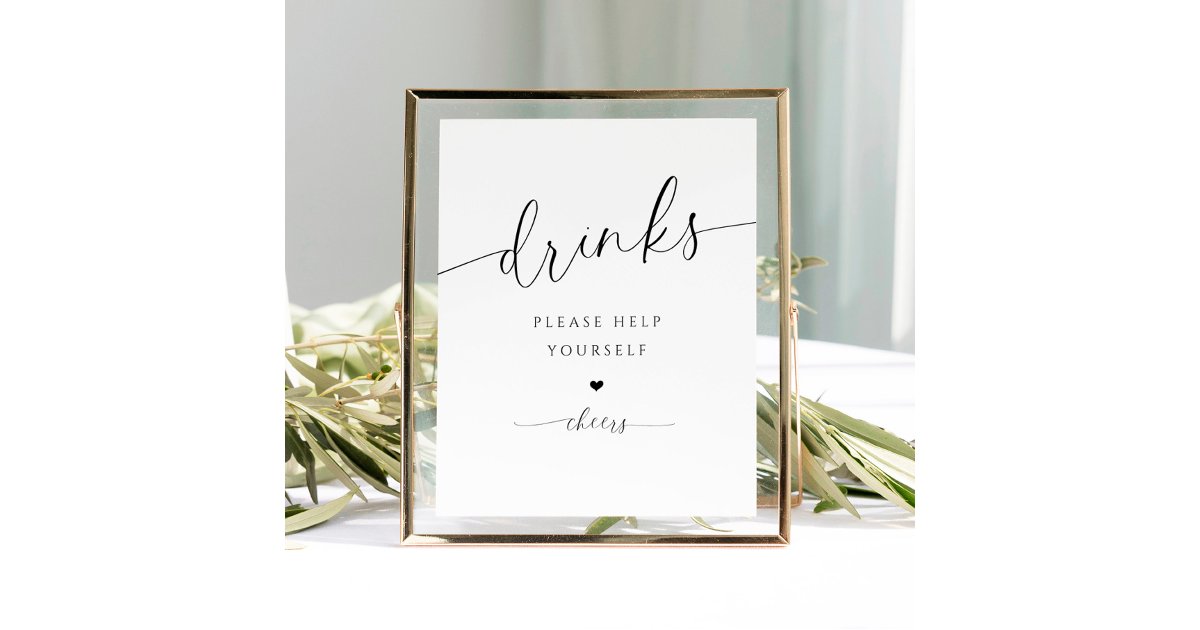 Drinks Bar Modern Elegant Bridal Shower Sign | Zazzle