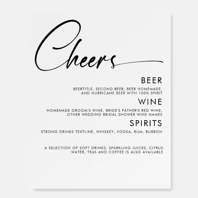 Drinks Bar Sign Modern Stylish Typography Cheers | Zazzle
