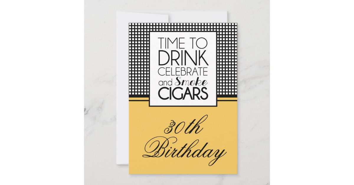 Drinks & Cigars Birthday Celebration Invitation | Zazzle