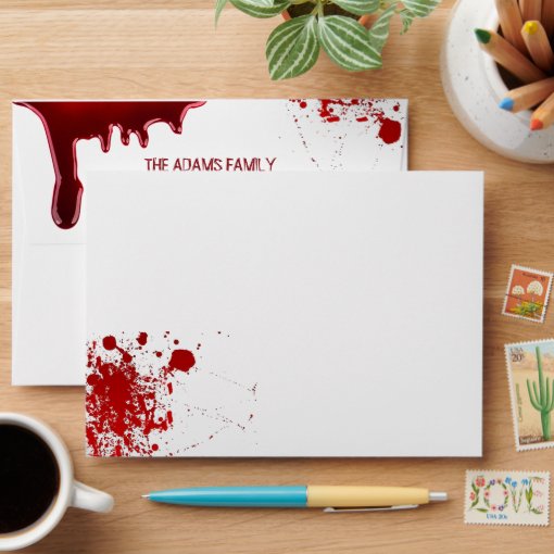 Dripping Blood Splatters Scary Halloween Party Envelope | Zazzle